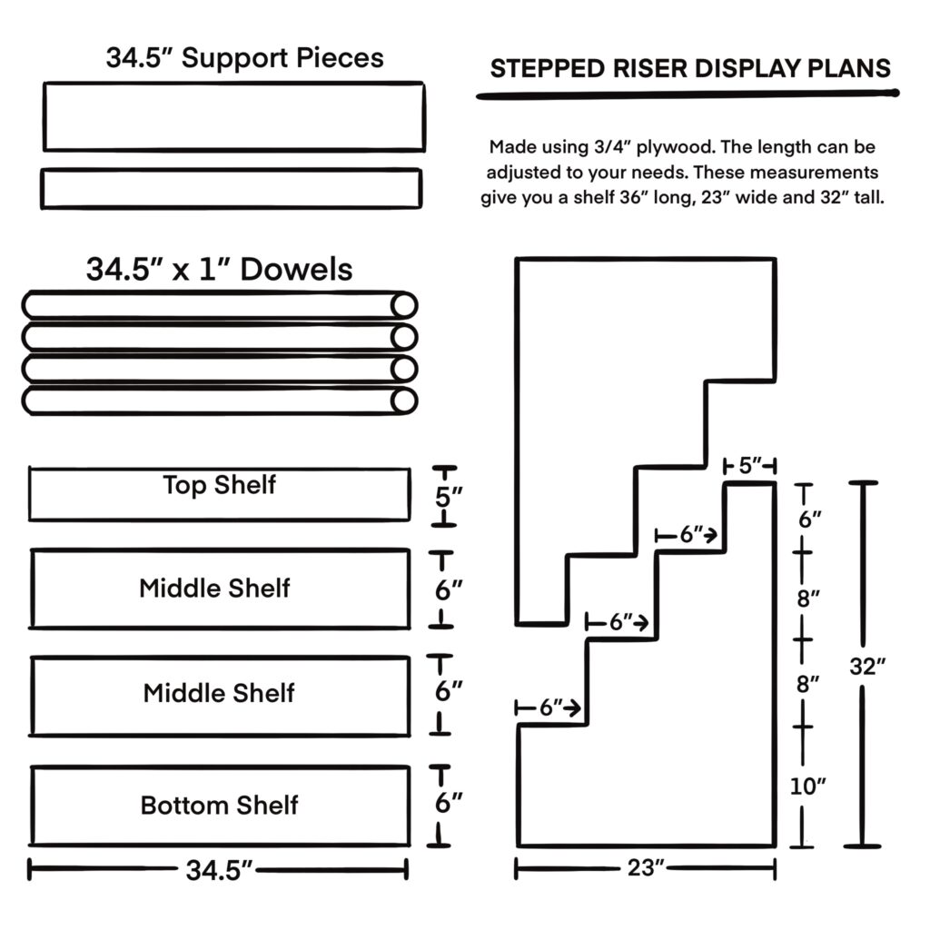 Stepped Riser Market Stand | Free Blueprints - The Crochet Carpenter
